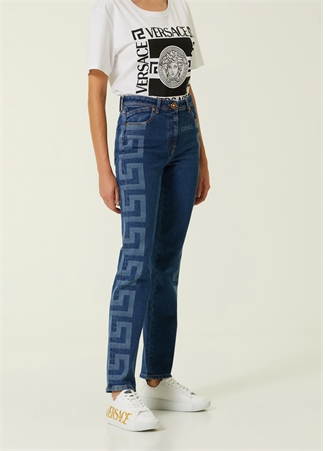 Versace Kadın Greca Straight Leg Mavi Jean Pantolon 26 IT Versace Kadın Greca Straight Leg Mavi Jean Pantolon 26 IT